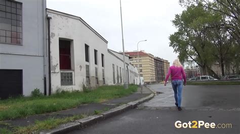 Ukra Blonde Squats To Pee Next To A Parked Car