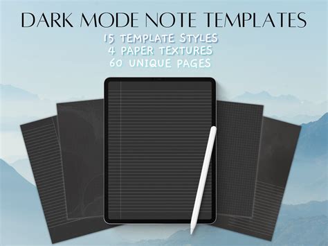 Dark Mode Digital Note Pages Templates Ipad Goodnotes Notability