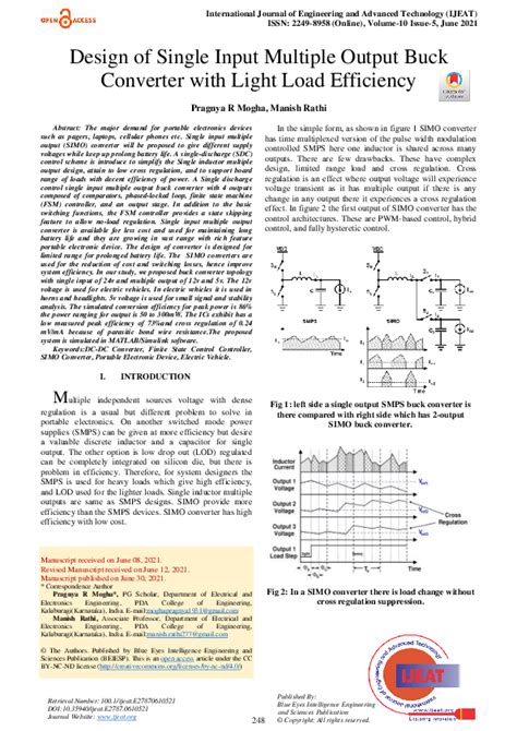 Pdf Design Of Single Input Multiple Output Buck Converter With Light