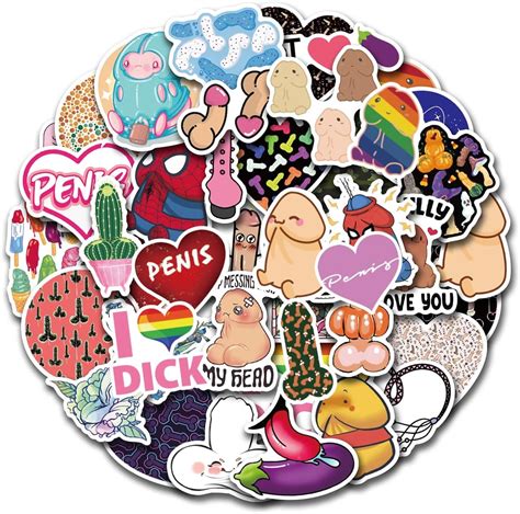 50pcs Cute Dick Stickers Waterproof Vinyl Stickers For