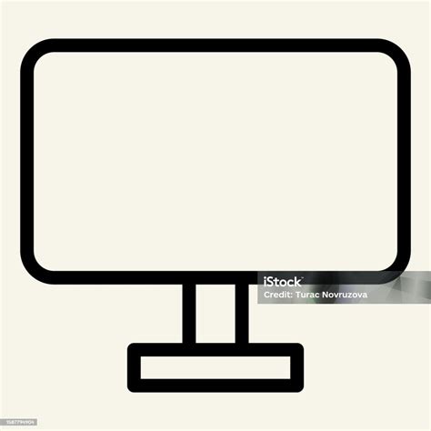 컴퓨터 모니터 라인 아이콘입니다 Pc 화면 벡터 그림은 흰색으로 분리되어 있습니다 및 앱을 위해 설계된 윤곽선 스타일을 표시합니다 Eps 10 0명에 대한 스톡 벡터 아트