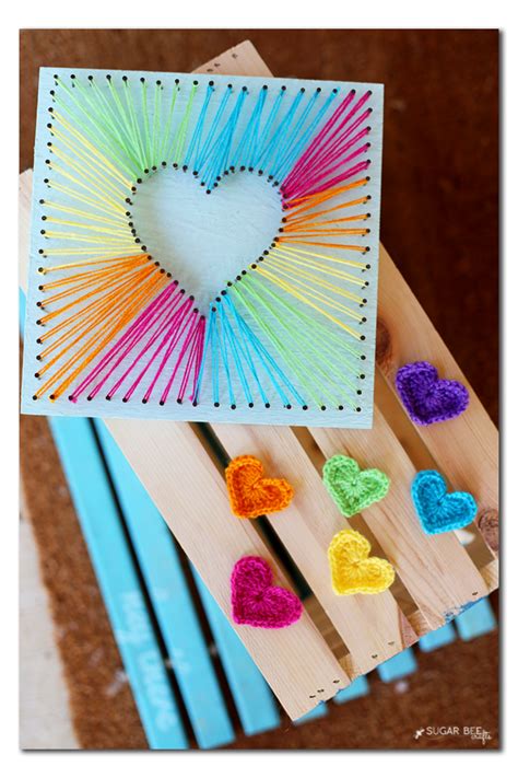 How To Make String Art Beautiful Rainbow Thread Heart Tutorial