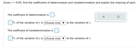 Solved Given R Find The Coefficients Of Determination Chegg