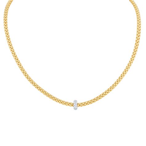 Fope 18ct Yellow Gold Flexit Prima Diamond Necklace 74508cxbbgxbx043 Mappin And Webb