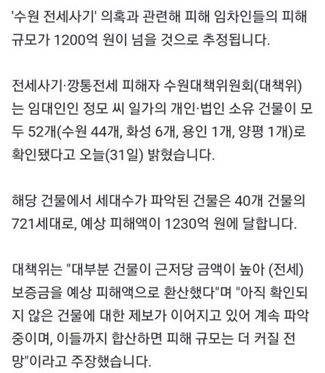 수원 전세사기 피해액 1200억원 유머움짤이슈 에펨코리아
