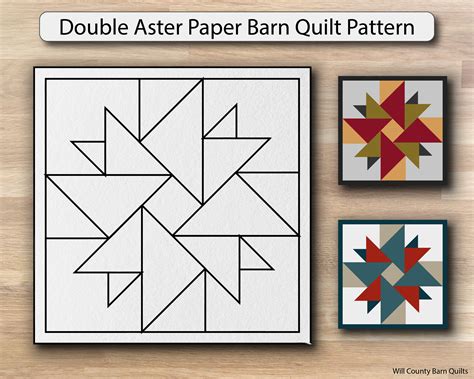 Double Aster Paper Printed Barn Quilt Pattern Sizes Worksheets Library
