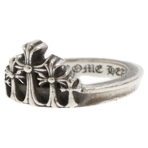 Chrome Hearts Crown Ch Crs Crown Ch Cross Ring Silver Gem