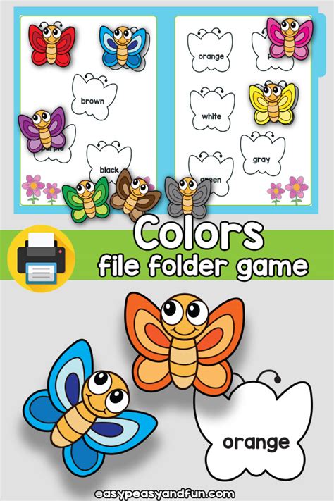 butterfly colors file folder game easy peasy and fun membership