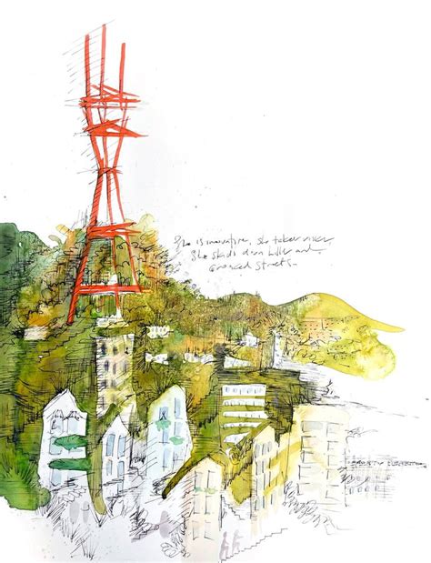 San Francisco Sketches Sutro Tower Painting By Michelle Thomas