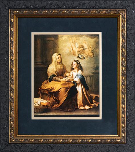 St Anne With Mary Matted Ornate Dark Framed Art Catholic To The