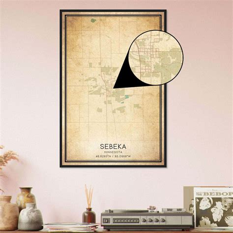 Vintage Sebeka Minnesota Map Poster Sebeka Mn City Road Wall Art Print Custom Maps And Posters