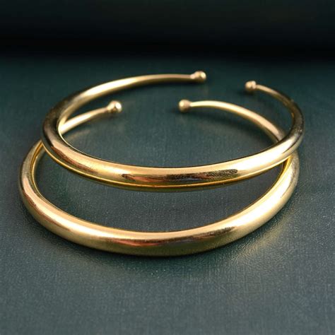 Simple Solid Brass Bangle Bracelet Open Cuff Bohemian Boho