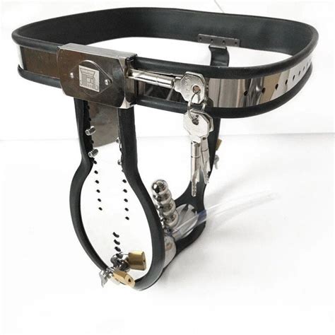 Stainless Steel Male Chastity Belt For Men With Bondage Collar Tigh