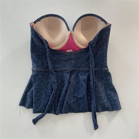 The Hottest Strapless Corset Style Jean Swim Top Depop