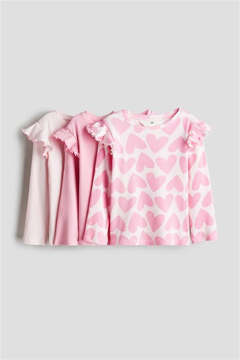 Set Van 3 Tricot Tops Met Volants Rozehartjes Kinderen Handm Nl
