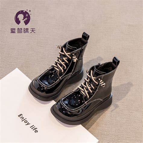 女童鞋马丁靴2024秋季新款儿童靴子时尚百搭二棉短鞋靴秋冬款加绒虎窝淘
