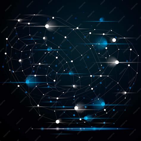 Premium Vector Abstract 3d Structure Polygonal Network Object With Flashes Grayscale Deformed