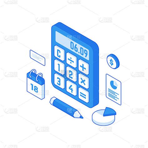卡通计算器和商业配件矢量设计