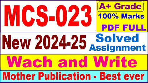 Mcs 023 Solved Assignment 2024 25 In English Mcs 023 Solved