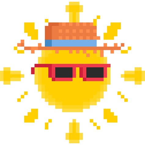 Pixel Art Sun Character Wearing Sunglasses 28651902 Png
