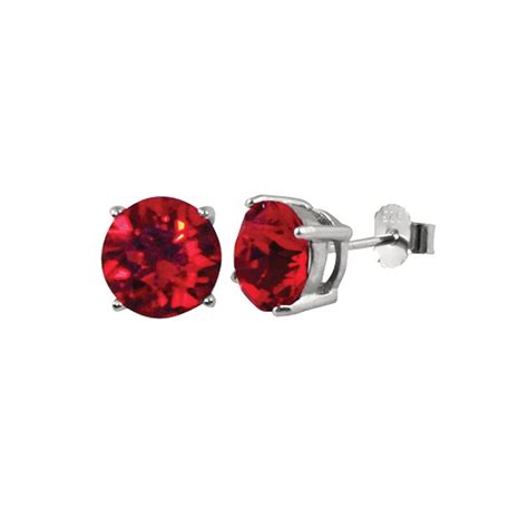 Starlet Sterling Silver Lt Siam Red Austrian Crystal Solitaire Stud