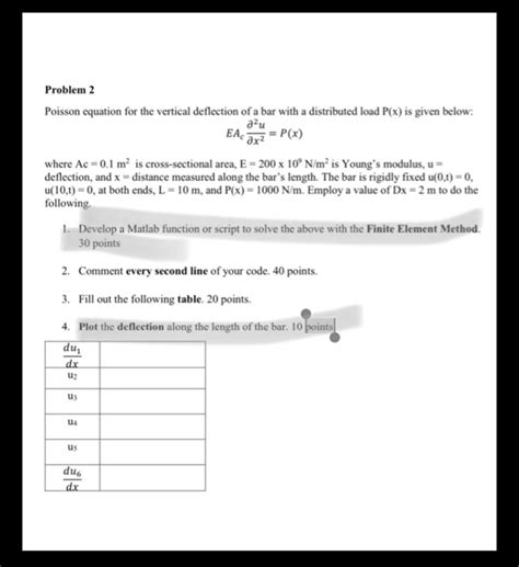 Solved Matlab Code For The Following Problem 2 Poisson Equation For The Vertical Deflection Of