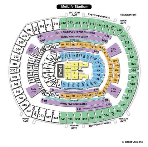 Metlife Stadium Concert Seating Chart With Seat Numbers Stadium