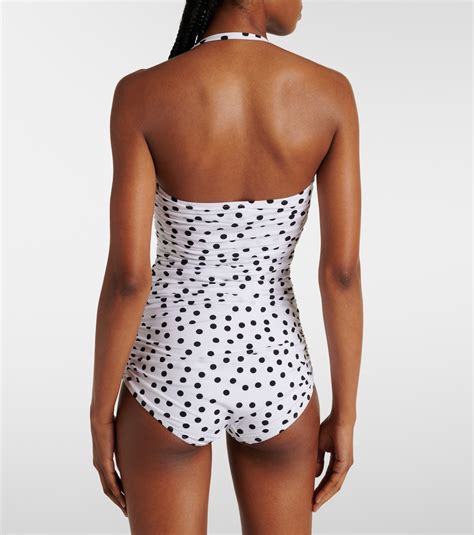 Polka Dot Halterneck Swimsuit In White Dolce Gabbana Mytheresa
