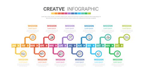 1년 12개월 의 타임라인 전월 플래너 디자인 및 프레젠테이션 비즈니스 인포그래픽 12에 대한 스톡 벡터 아트 및 기타 이미지 12 인포그래픽 타임라인 Istock