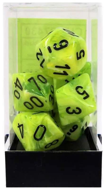 Chessex Polyhedral 7 Die Set Vortex Dice Pack 27430 Bright Green Wblack