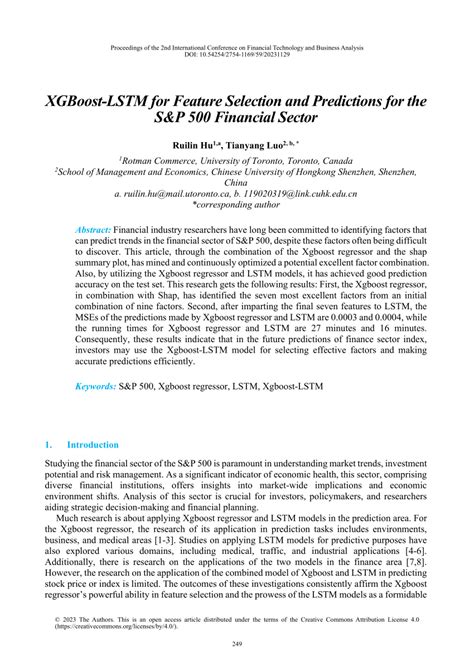 Pdf Xgboost Lstm For Feature Selection And Predictions For The Sandp