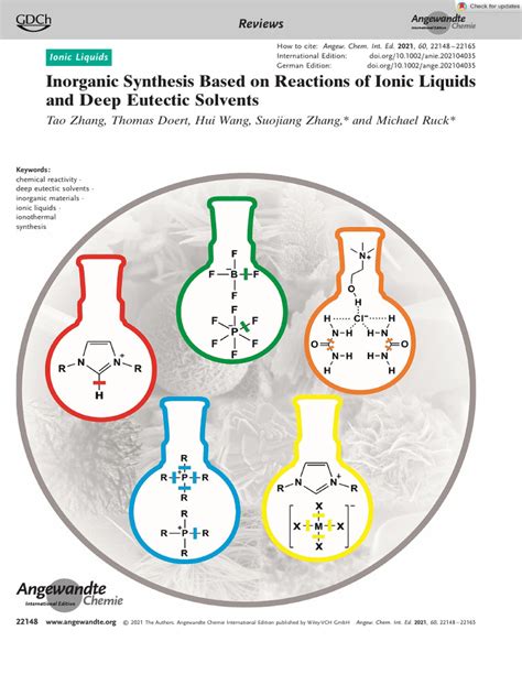 Ionic Liquids In Inorganic Synthesis Pdf Salt Chemistry