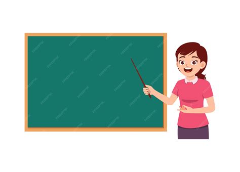 La Joven Maestra Explica Frente A La Clase Vector Premium