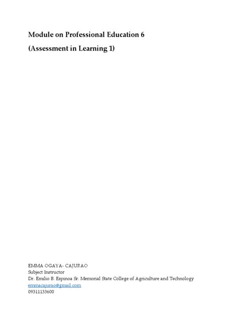 Module In Prof Ed 6 Lesson 1 3 Pdf Educational Assessment