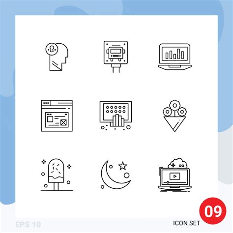 9 Vector PNG Images Set Of 9 Vector Outlines On Grid For Website Bus