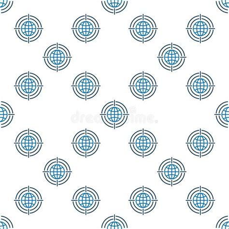 Earth In Target Vector Multipolarity Seamless Pattern In Thin Line