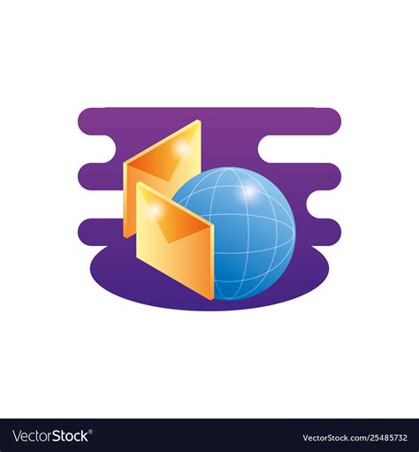 Sphere Planet Browser With Envelopes Mails Vector Image