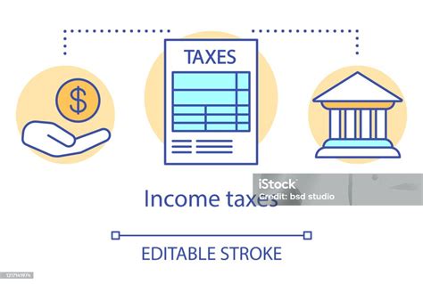 Income Taxes Concept Icon Revenue Accounting Idea Thin Line