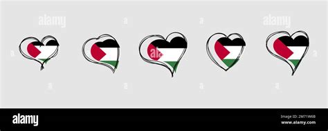 Flag Of Palestine In Heart Shape Palestine National Symbol Vector