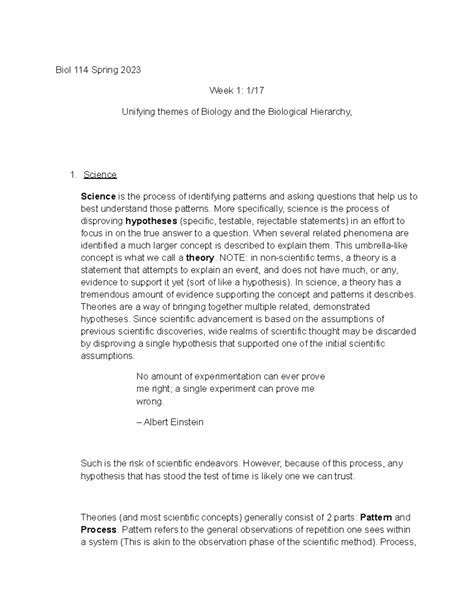 Biology Lecture Week 1 1 17 Biol 114 Spring 2023 Week 1 1
