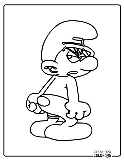 Grumpy Smurf Coloring Pages 2025