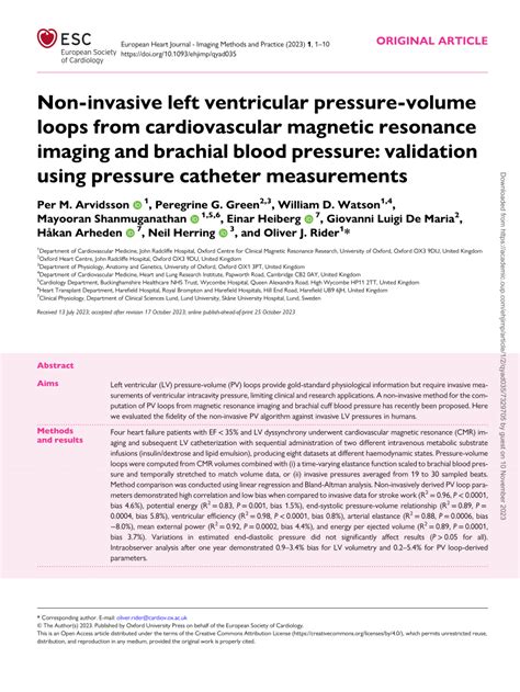 Pdf Non Invasive Left Ventricular Pressure Volume Loops From