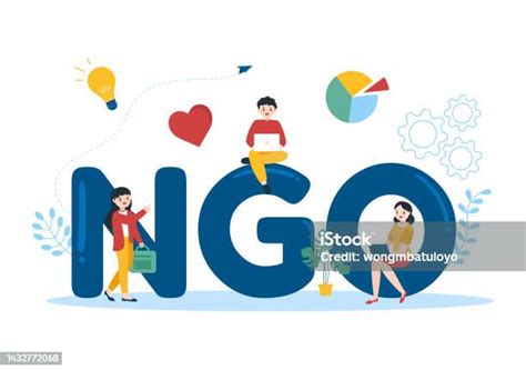 Ngo 또는 비정부기구 템플릿 손으로 그린 만화 플랫 일러스트레이션에서 특정 사회 및 정치적 요구에 부응 Charitable