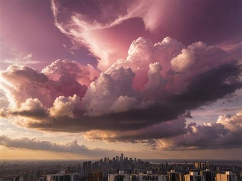 Pink Cloudy Sky Mobile Phone Wallpaper Premium Ai Generated Image