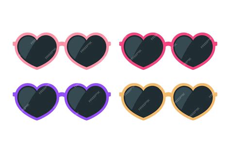 Premium Vector Multiple Colours Heart Shape Glasses