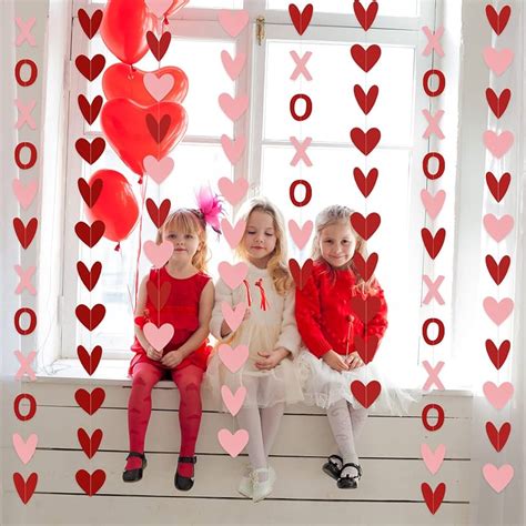 Xoxo Banner 8pcs Xoxo Valentine Garland Red And Pink Heart Banner