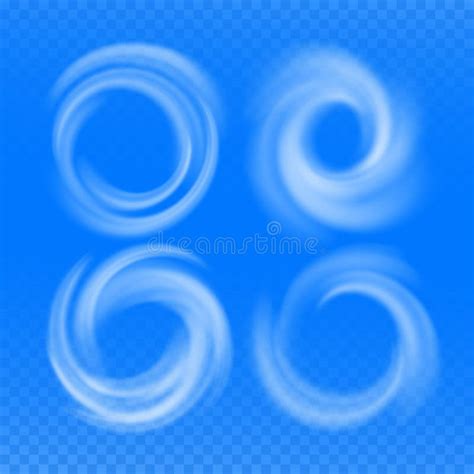 Air Flow Swirl Light Effect Set Vector Spiral Wind Circle Stream Illustration Stock
