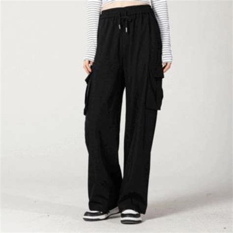다잇템 여자 고무줄 캐쥬얼 넓은 건빵 드로우코드 밑단 패션 팬츠