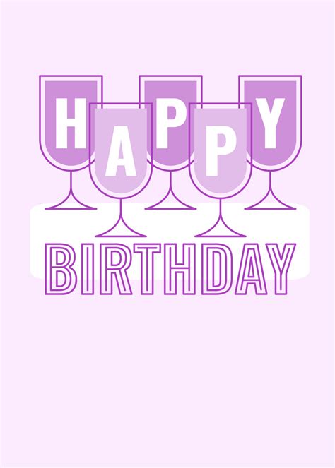 Happy Birthday Glasses Pink Customizable Card Template Shutterstock