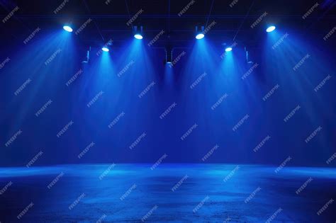 Premium Photo Blue Spotlight Background With Lamps